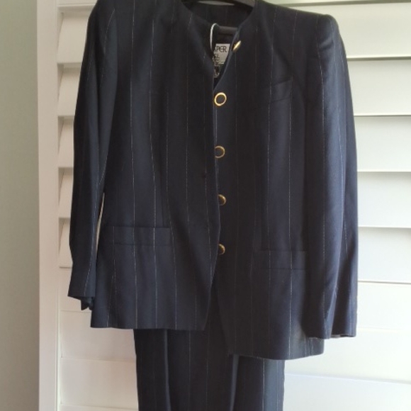 Kasper | Jackets & Coats | Kasper Asl Dark Blue Pin Stripe Blazer ...
